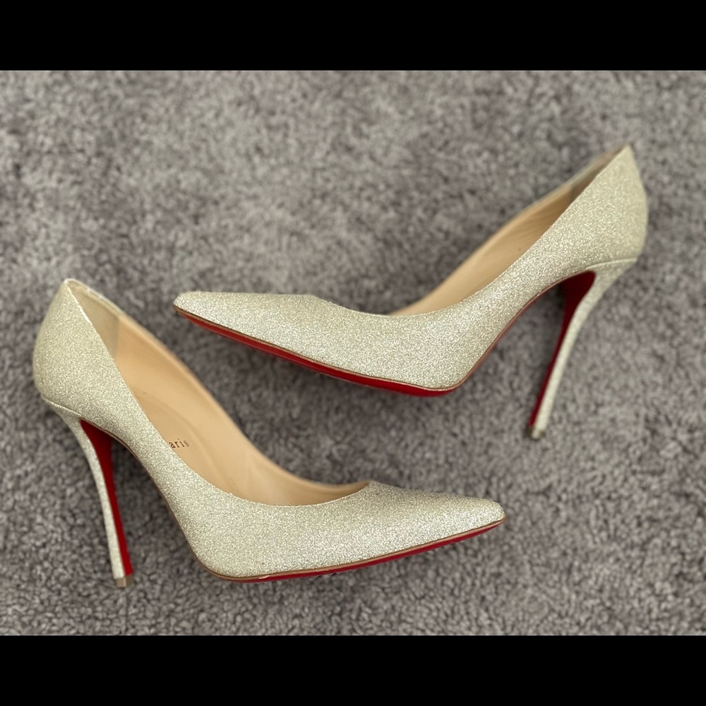 Christian Louboutin Ivory Sparkle Decoltish 100 Glitt… - Gem